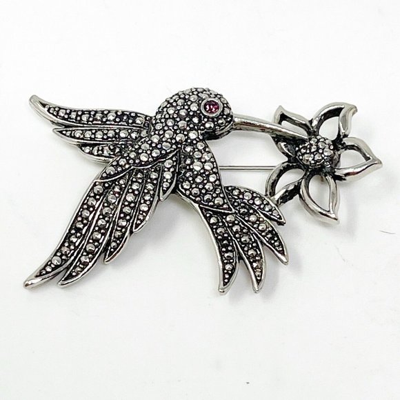 Avon | Jewelry | Vintage Avon Silver Tone Marcasite Purple Rhinestone ...